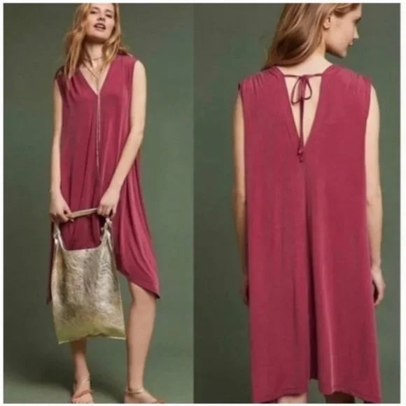 Anthropologie | Dresses | Anthropologie Eri Ari Dress Mauve Pink Cupro Relaxed Dress | Poshmark